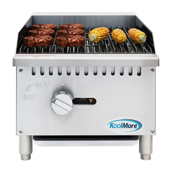 KoolMore 16 in. Commercial 1-Burner Natural Gas Charbroiler with 30,000 BTU in Stainless-Steel ...
